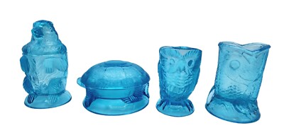 Antique 1886 EAPG Bryce Higbee Blue Glass Child's Menagerie Turtle ...