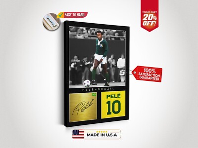 Pele Football Poster Framed Canvas Art Ready to Hang Perfect Boyfriend ...