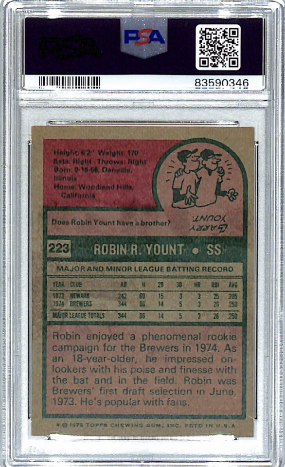 1975 Topps ROBIN YOUNT Signed Rookie Card #223 Auto Graded PSA/DNA 7 ...