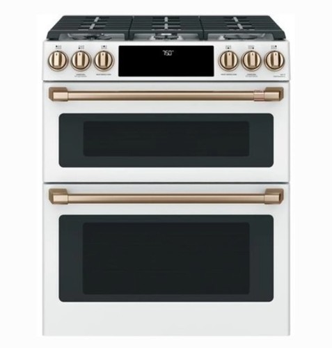 Cafe 30" Slide-In Smart 6.7 Cu Ft Gas Range Double Oven - CGS750P4MW2 ...