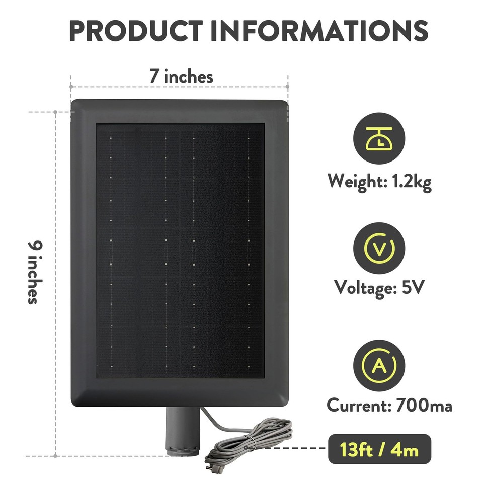 Ring Solar Panel2nd Generation, 5W Ring Solar Panel Charger with Mount ...