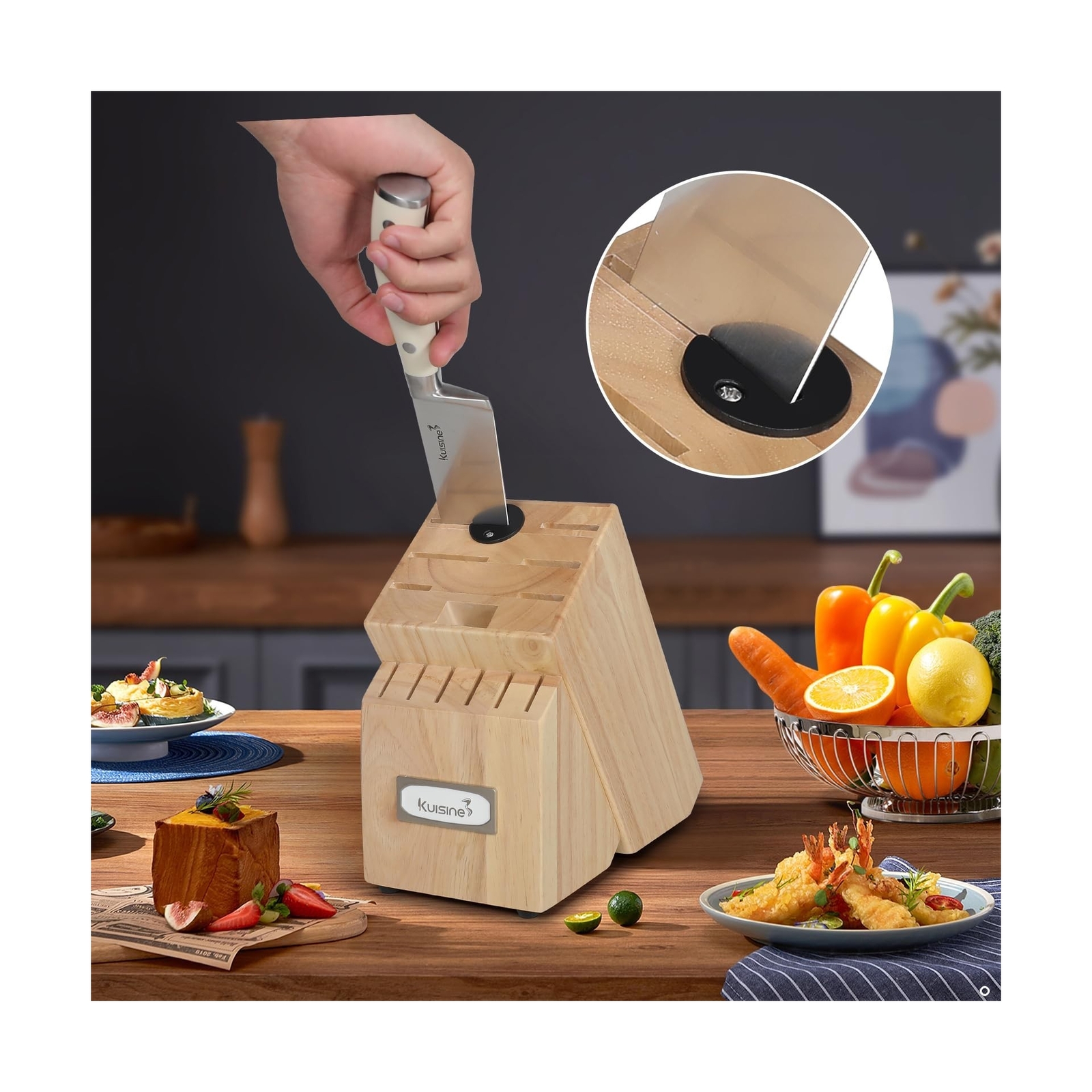 Kuisine Chef Knife Set Block Razor-sharp German High Carbon Stainless ...