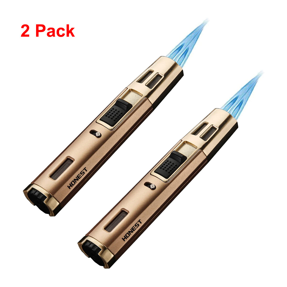 2PCS Refillable Butane Torch Lighter Adjustable Cigar Lighter 2Jet ...
