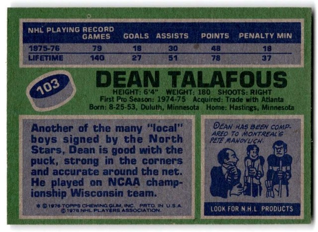 1976-77 Topps - #103 Dean Talafous for sale online | eBay