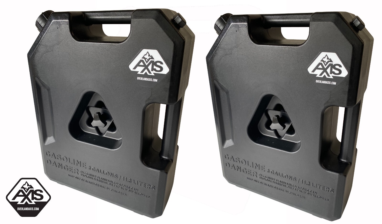 SET OF TWO Black 3 Gallon Jerry Gas Cans with Mounts for OVERLAND OFF ...