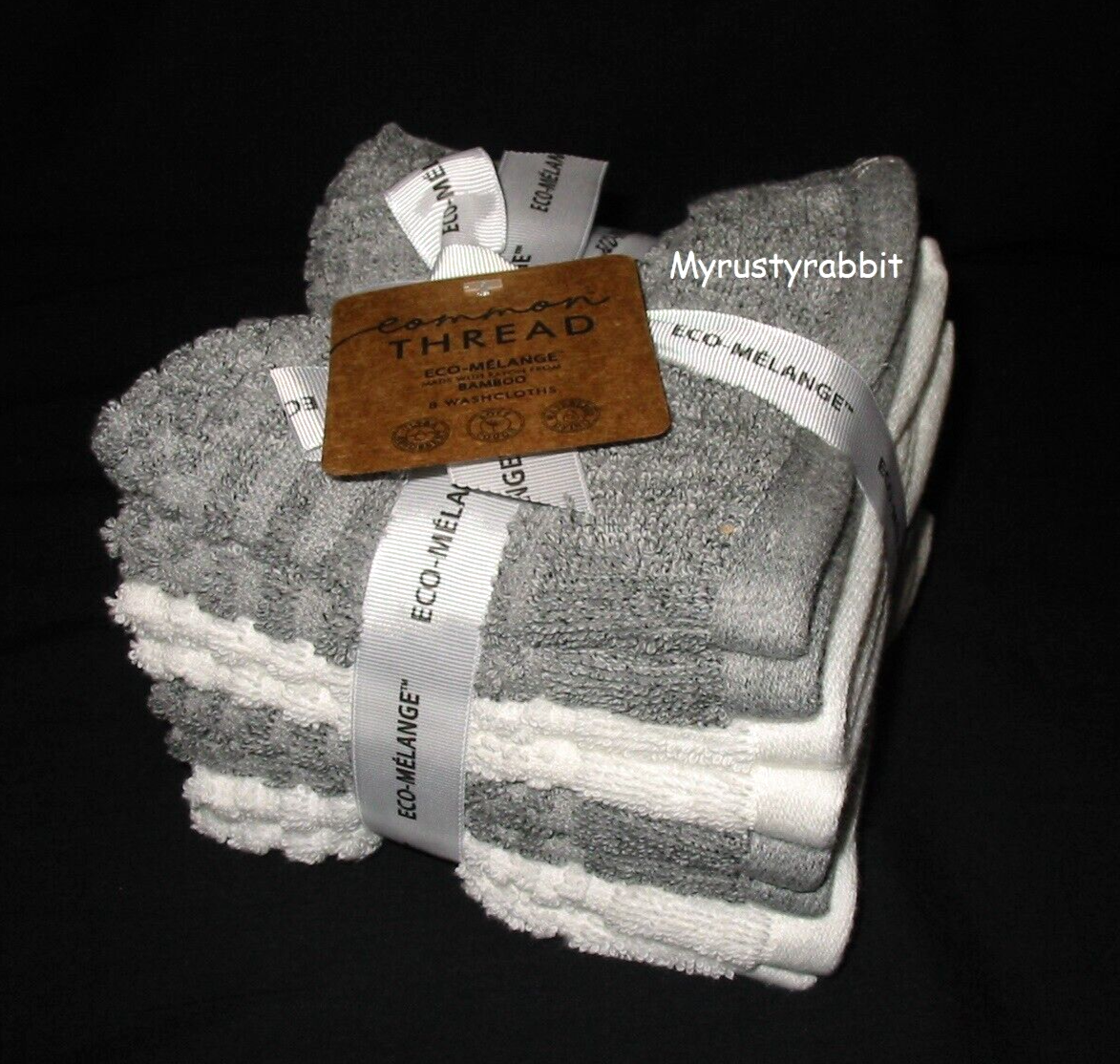 Common Thread White & Gray Bathroom Washcloth Set of 8 - Waffle Weave ...
