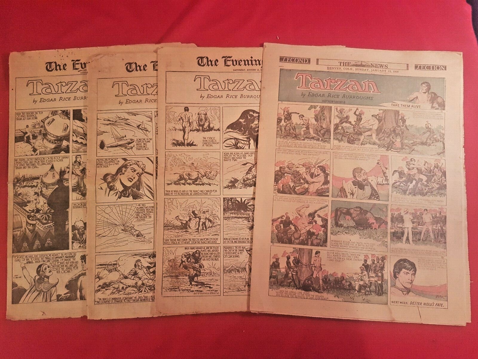 4 Complete Comic Strips 1935-1943, Tarzan, Palooka, Nancy, Alley Oop ...