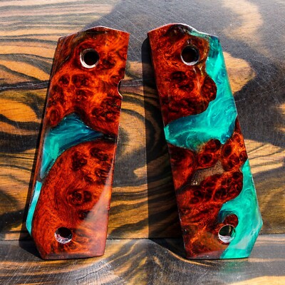 Ed Brown 1911 Bobtail Custom Made Gold Amboyna Burl Wood Fits Grips ...