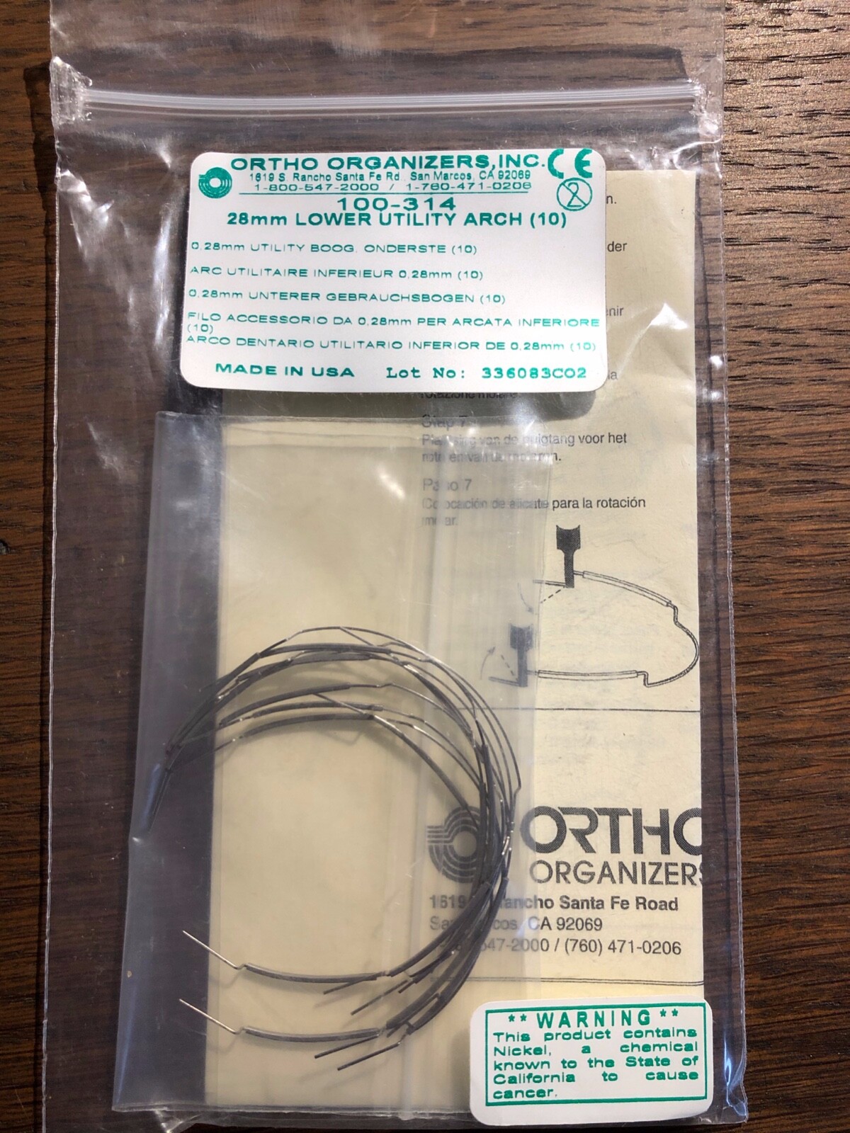 Ortho Organizers, Inc. Lower Utility Arch 10 pack stainless steel 28 MM ...