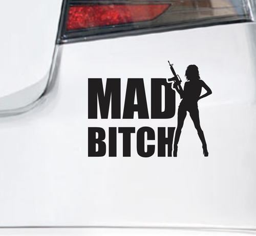 Mad Bitch Bumper Sticker Vinyl Decal Girl AR-15 Car Sticker Laptop Macbook Decal | eBay