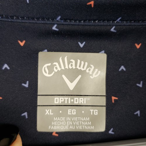 Callaway Men's XL Opti-Dry Golf Polo Navy Blue Arrow Print Performance ...