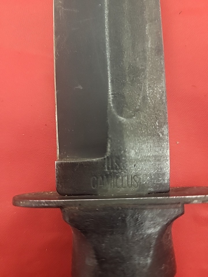 US CAMILLUS Mark 2 MK2 Military Fighting Combat Knife, W/Leather Sheath ...