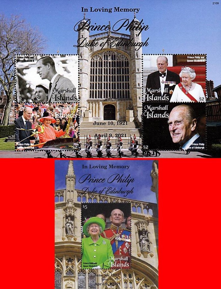 MARSHALLS 2021 QUEEN ELIZABETH II & PRINCE PHILIP S/S + M/S ** 💲FREE ...
