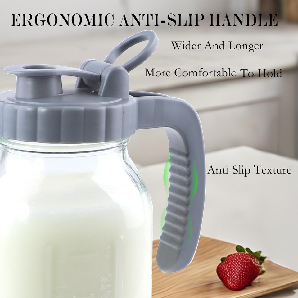 64 Oz Glass Mason Jar Water Pitcher With Lid Half Gallon Wide Mouth Sun ...