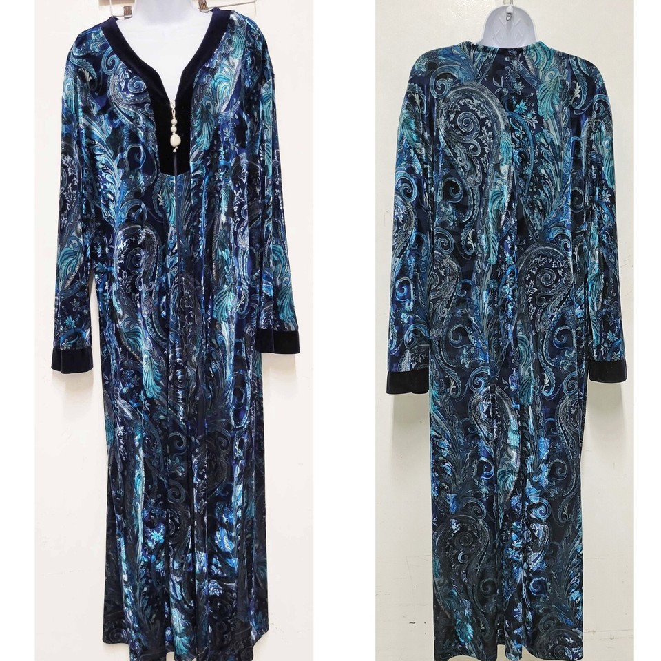 Diamond Tea gown velvet zip robe size xl | eBay