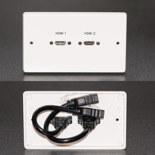 AV TV Wall Faceplate, 2x HDMI v2.1 sockets. Plastic or Metal. Surface ...