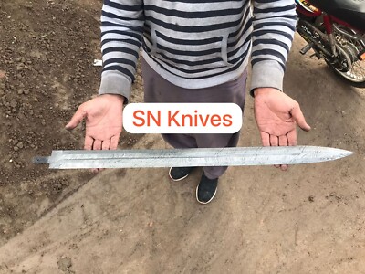CUSTOM HANDMADE DAMASCUS STEEL BATTLE READY VIKING SWORD BLANK BLADE W ...