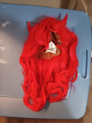 Red Hair With Devil Horns Spirit Halloween Costume Wig | eBay
