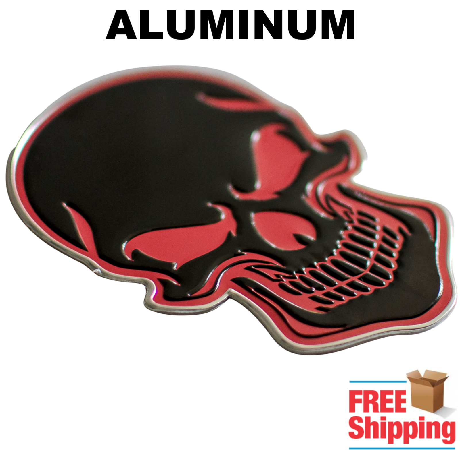 3D Aluminum Skull Sticker Emblem For Motorcycle, Auto, Truck (RED) | eBay