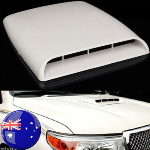 White Universal Car Bonnet Air Vent Intake Scoop Decorative Cover Self ...