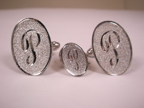 P Monogram Initial Letter Vintage Cuff Links & Tie Tack perry peter ...