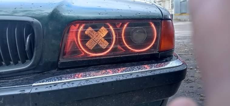 BMW E38 running lights decorative crosses for headlights style ...
