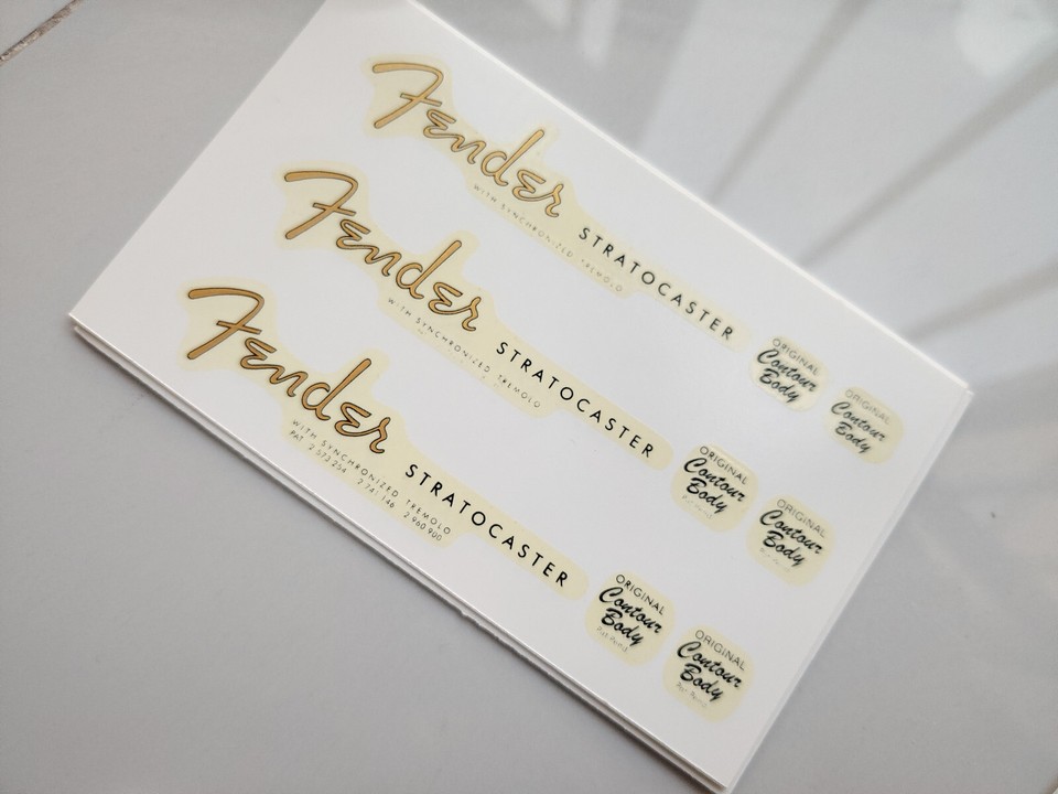 FENDER STRATOCASTER Guitar Waterslide Transfer Headstock RAISED Decals ...