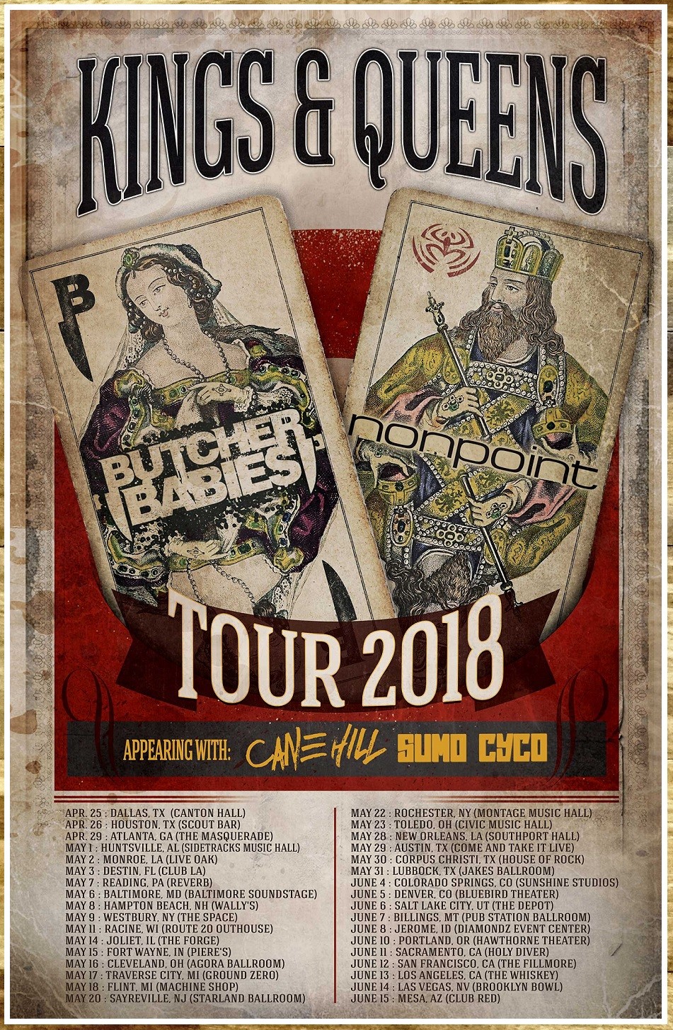 NONPOINT | BUTCHER BABIES 2018 Tour Ltd Ed RARE Poster +BONUS Rock ...