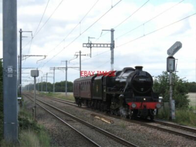 PHOTO LMS BLACK 5 44871 PASSES STEVENTON CAUSEWAY LEVEL CROSSING WITH A ...