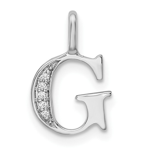 14K White Gold Diamond Letter G Initial Pendant | eBay