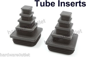 10 x Black square PLASTIC END CAPS Knock In Box Section Steel Aluminium ...