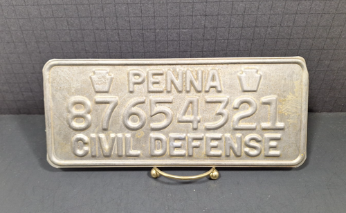 PENNSLYVANIA CIVIL DEFENSE LICENSE PLATE TEST SAMPLE UNPAINTED | eBay