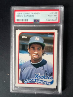 Deion Sanders 1989 Topps Traded #110T Rookie Card PSA 8 New York ...