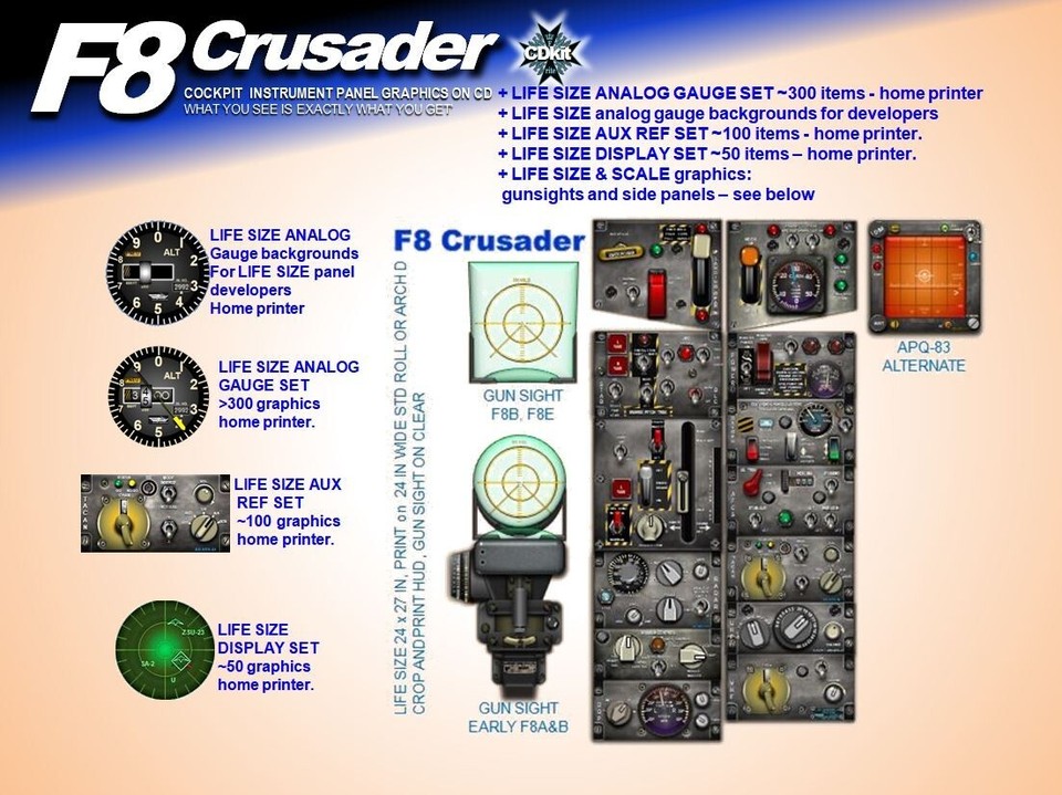 F8 CRUSADER COCKPIT instrument panel CDkit | eBay