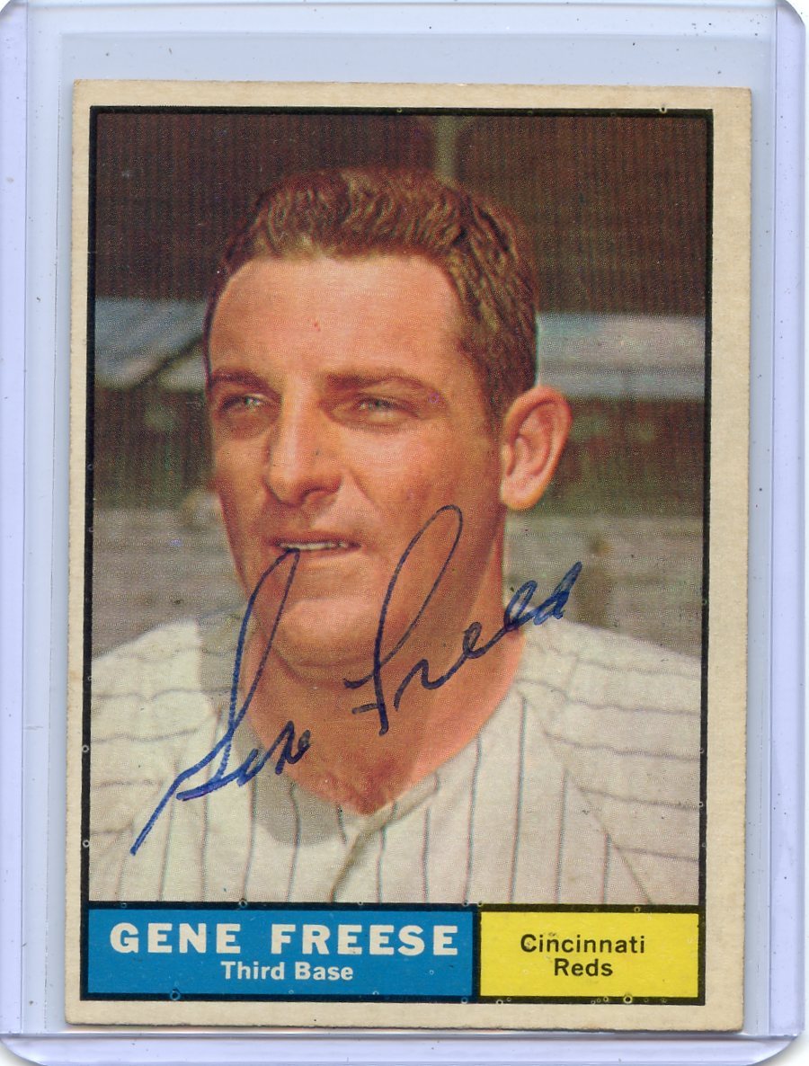 1961 TOPPS BASEBALL #175 GENE FREESE AUTOGRAPH, CINCINNATI REDS, 092118 ...
