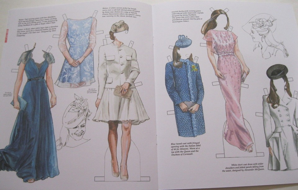 Her Royal Highness KATE MIDDLETON Paper Doll Book--2 Dolls w/ Authentic ...