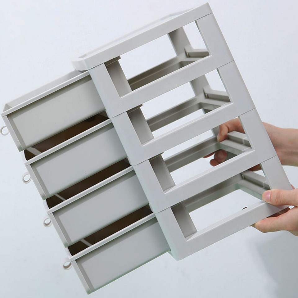 2-4 Tier Large Storage Box Office Home Desk Cosmetic Stationery Case ...