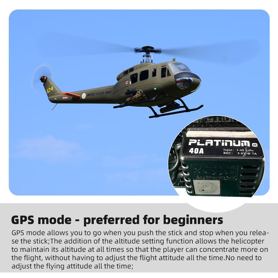 Roban 470 Size UH-1D Army RTF RC Helicopter X2 INTELLIGENT CONTROL ...