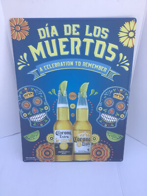Corona Extra & Corona Light Beer Dia De Los Muertos Metal Tacker Tin ...