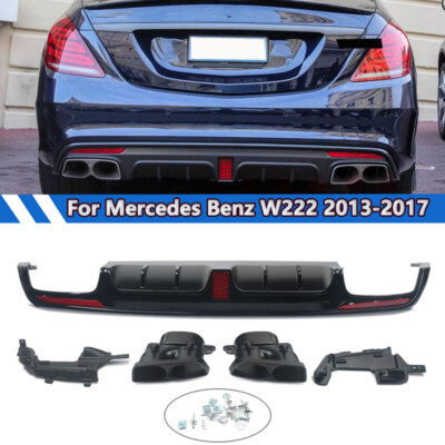 2013-2017 Mercedes Benz W222 S550 S63 Rear Diffuser w/LED Light ...