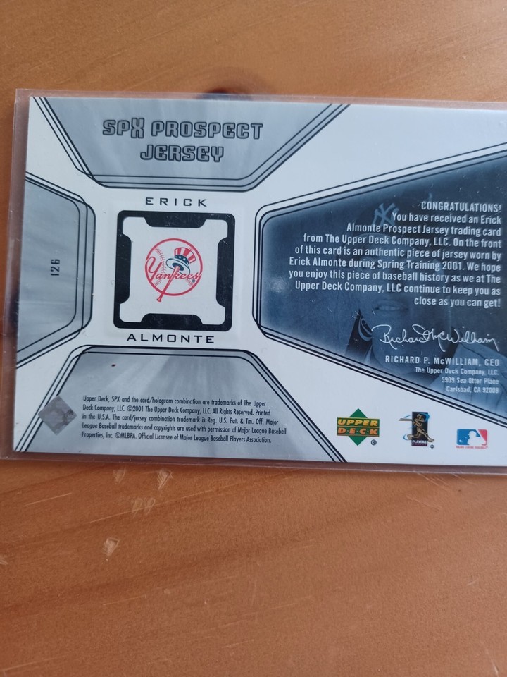 Eric Almonte 2001 SPx Prospect Jersey w/Stripes Relic | eBay
