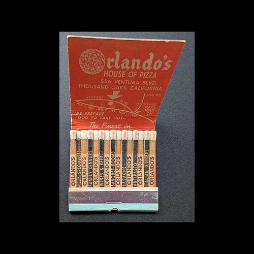 Printed Stick Matchbook Full Book Orlando's House Of Pizza Thousand ...