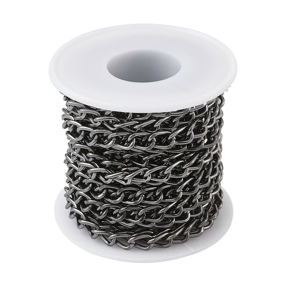1 Roll 16.4Ft Aluminum Twist Curb Cross Chain Black Unwelded Link Chain ...