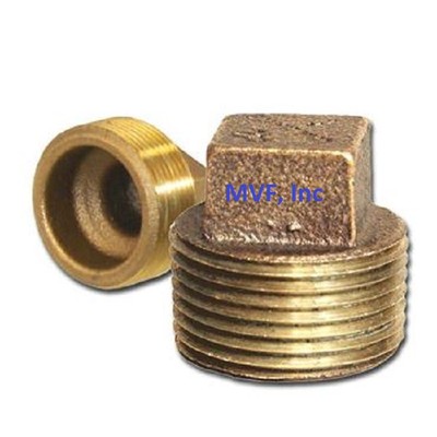 2″ Lead-Free Brass Pipe Plug 125# Threaded Square Head CORED Plug ...