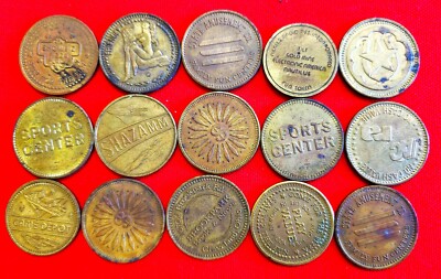 MIXED LOT OF 15 VINTAGE COLLECTIBLE - NO CASH VALUE TOKENS | eBay