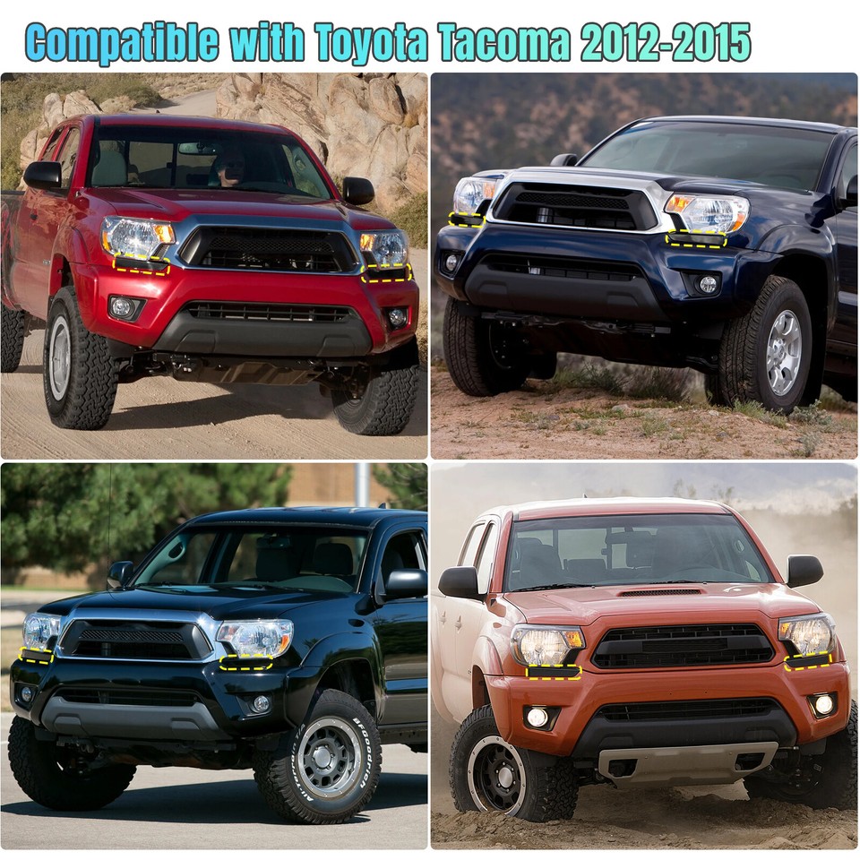 Set For Toyota Tacoma 2012-2015 Front Grille Headlight Filler Molding ...