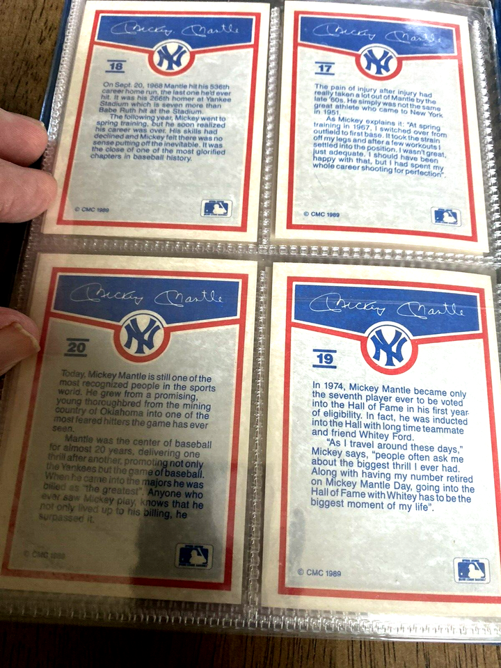 1989 Mickey Mantle Baseball Card Kit 20 Card Set with Talking Baseball ...