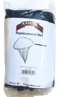 Ranger Replacement Smelt Net 48" Deep, Black, Fits Up To 25" Hoop #48S ...
