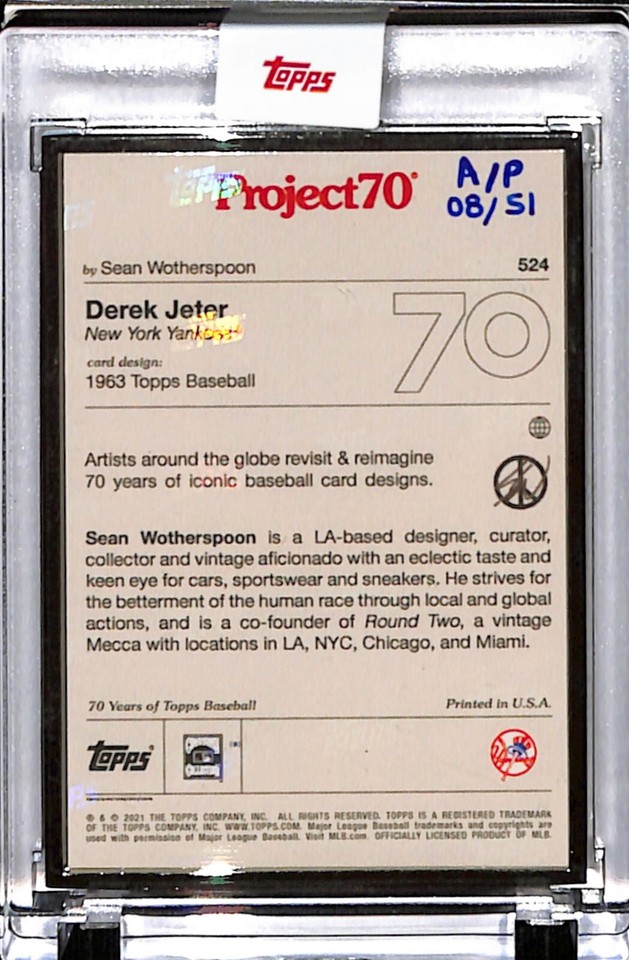 2021 TOPPS PROJECT 70 #524 DEREK JETER BY WOTHERSPOON P70 AP SILVER ...