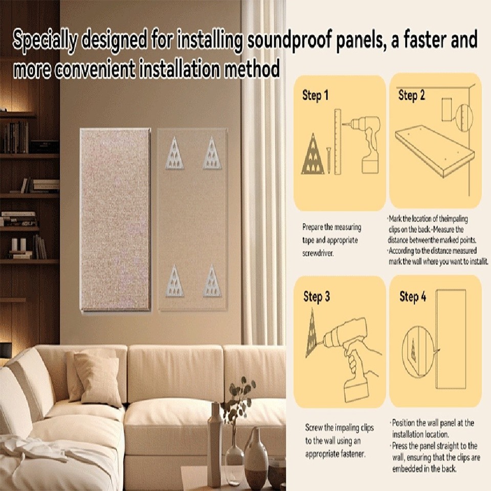 Triangle Base Clips for Sound Absorbing Panels Wall Mounting Push In ...